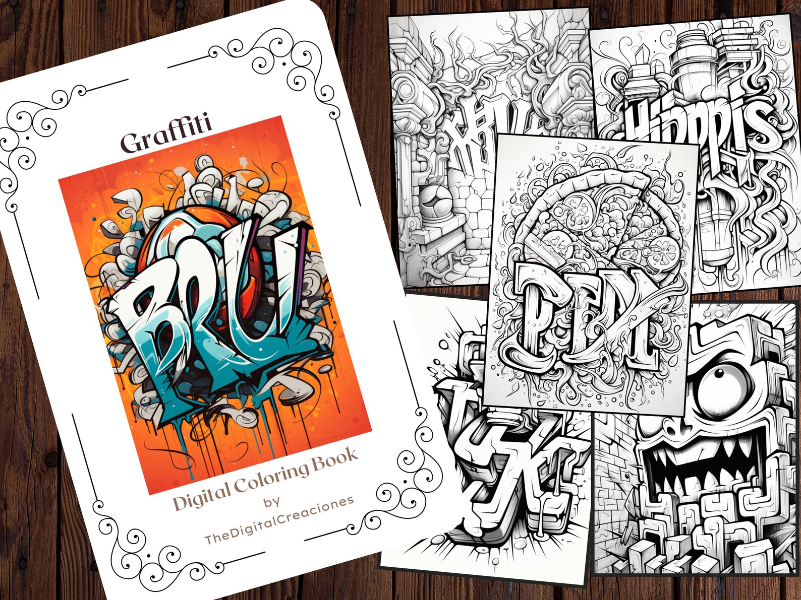 25 Graffiti Coloring Bookabstract Street Art Adults and Kids Printable ...