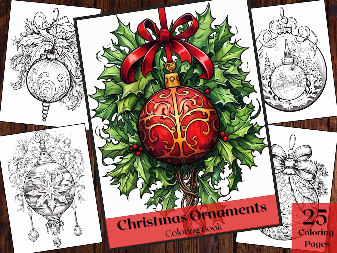 25 Christmas Ornaments Coloring Book|merry Christmas|printable Adults ...