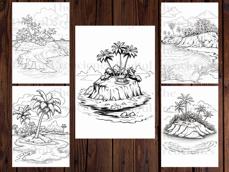 25 Tropical Island Coloring Book|beautiful Tropical Beaches|printable ...