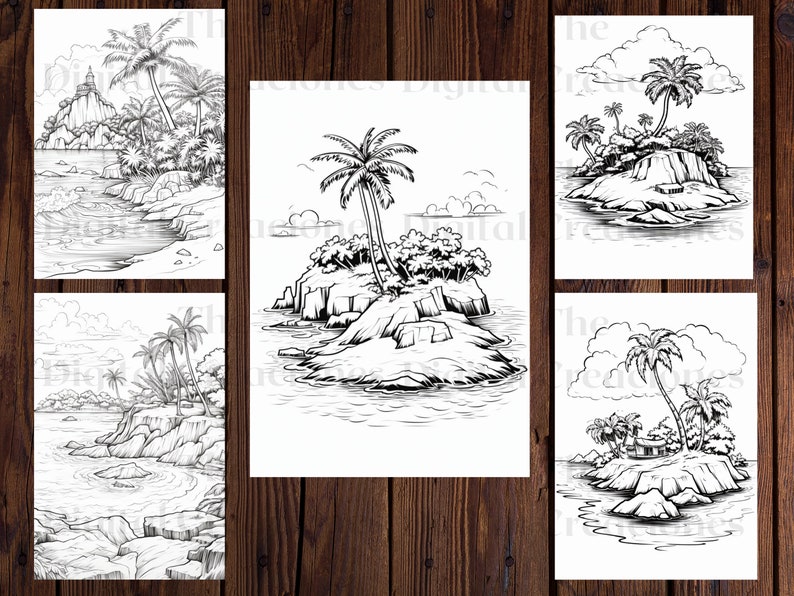 25 Tropical Island Coloring Book|beautiful Tropical Beaches|printable ...