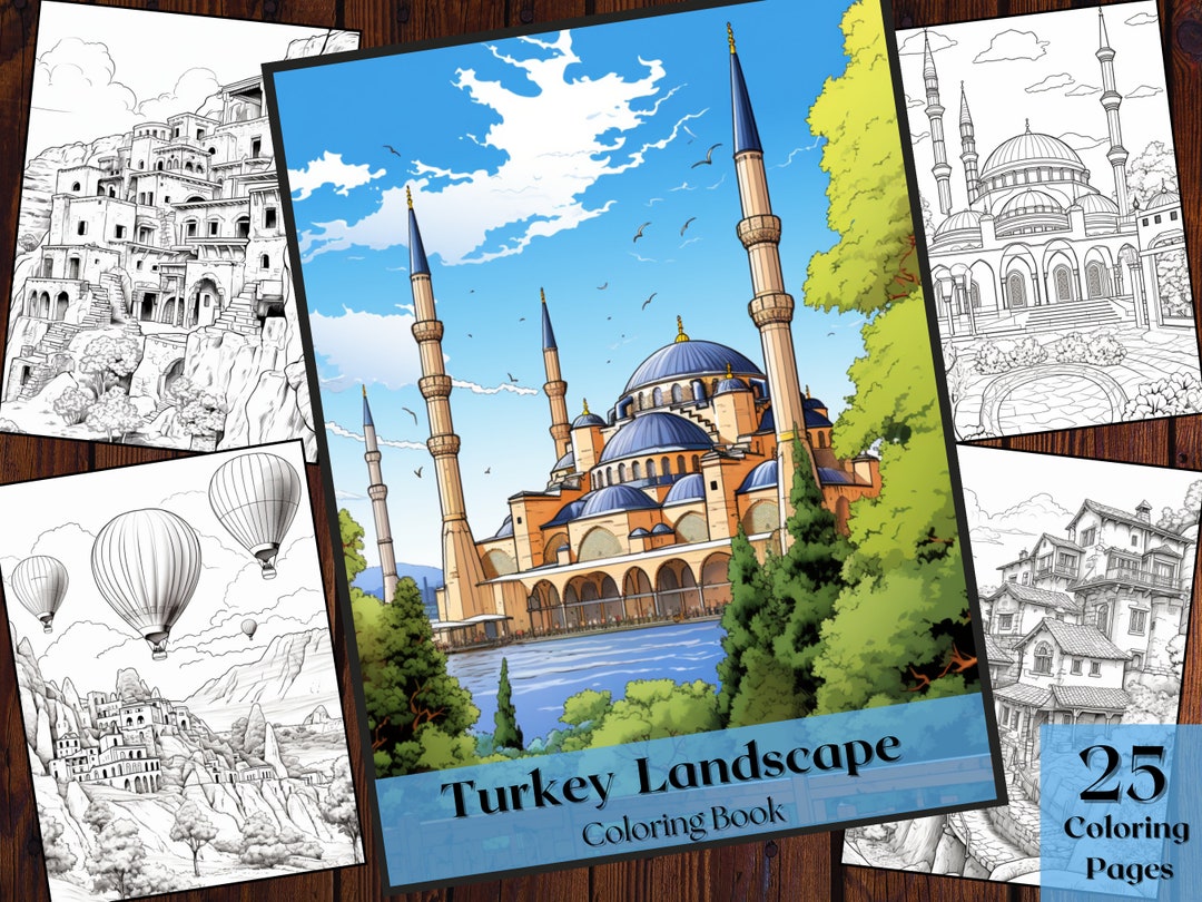 Turkey Landscape Coloring Book 25 Adults and Kids Printable Coloring ...