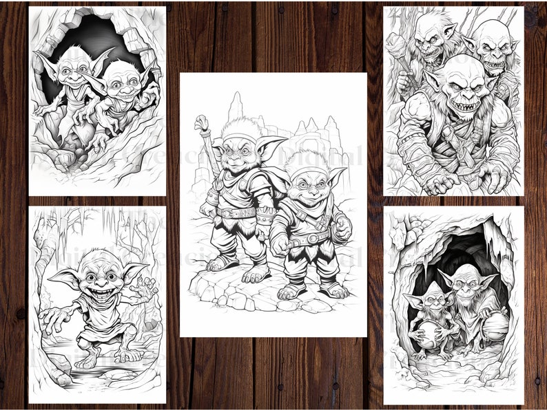 25 Goblins Coloring Book fantasy Colouring adults and Kids Printable ...