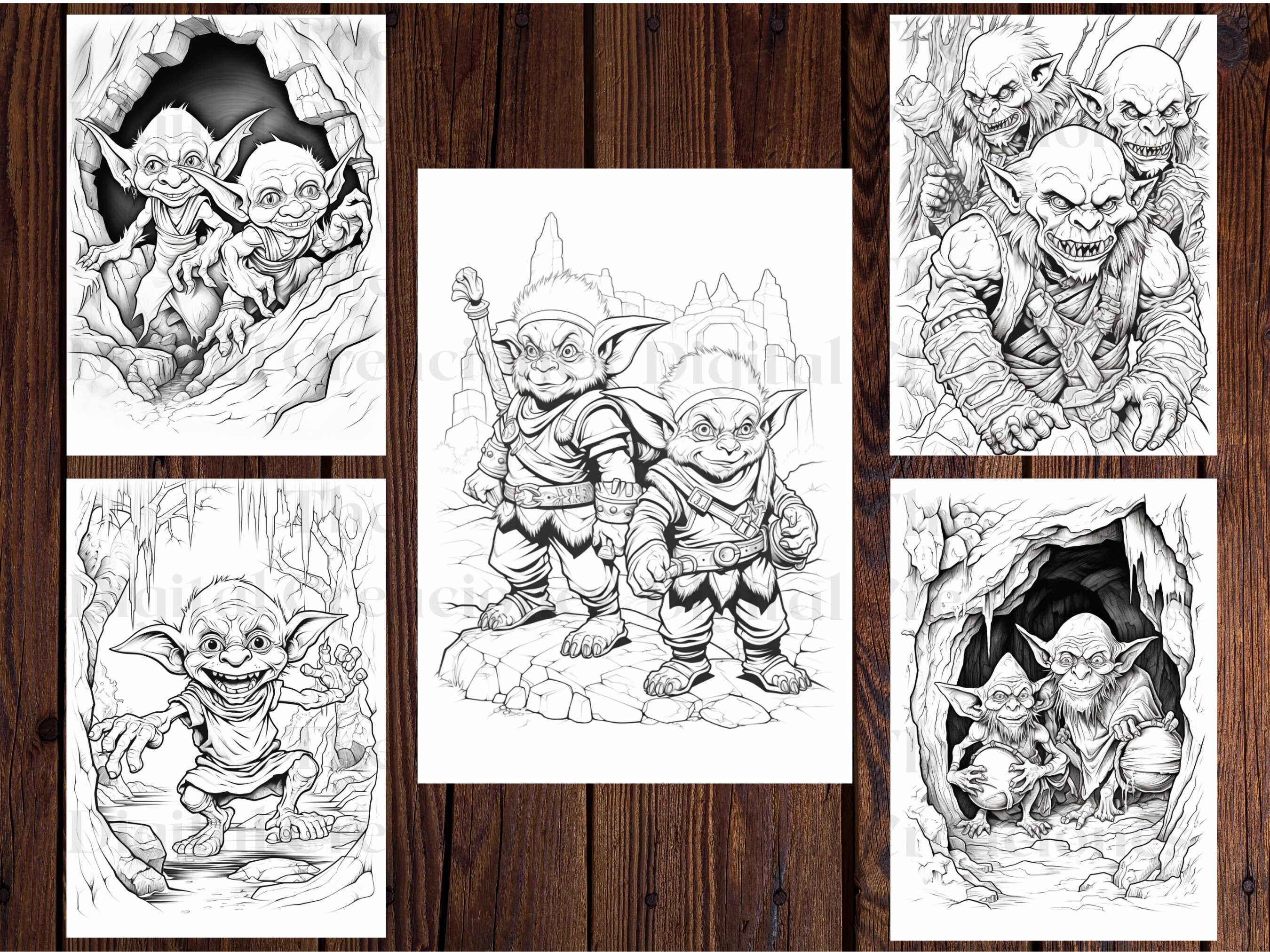 25 Goblins Coloring Book fantasy Colouring adults and Kids Printable ...