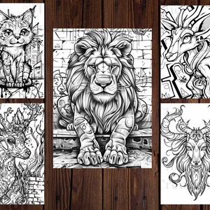 25 Graffiti Animals Coloring Book| Printable African Animal Coloring ...