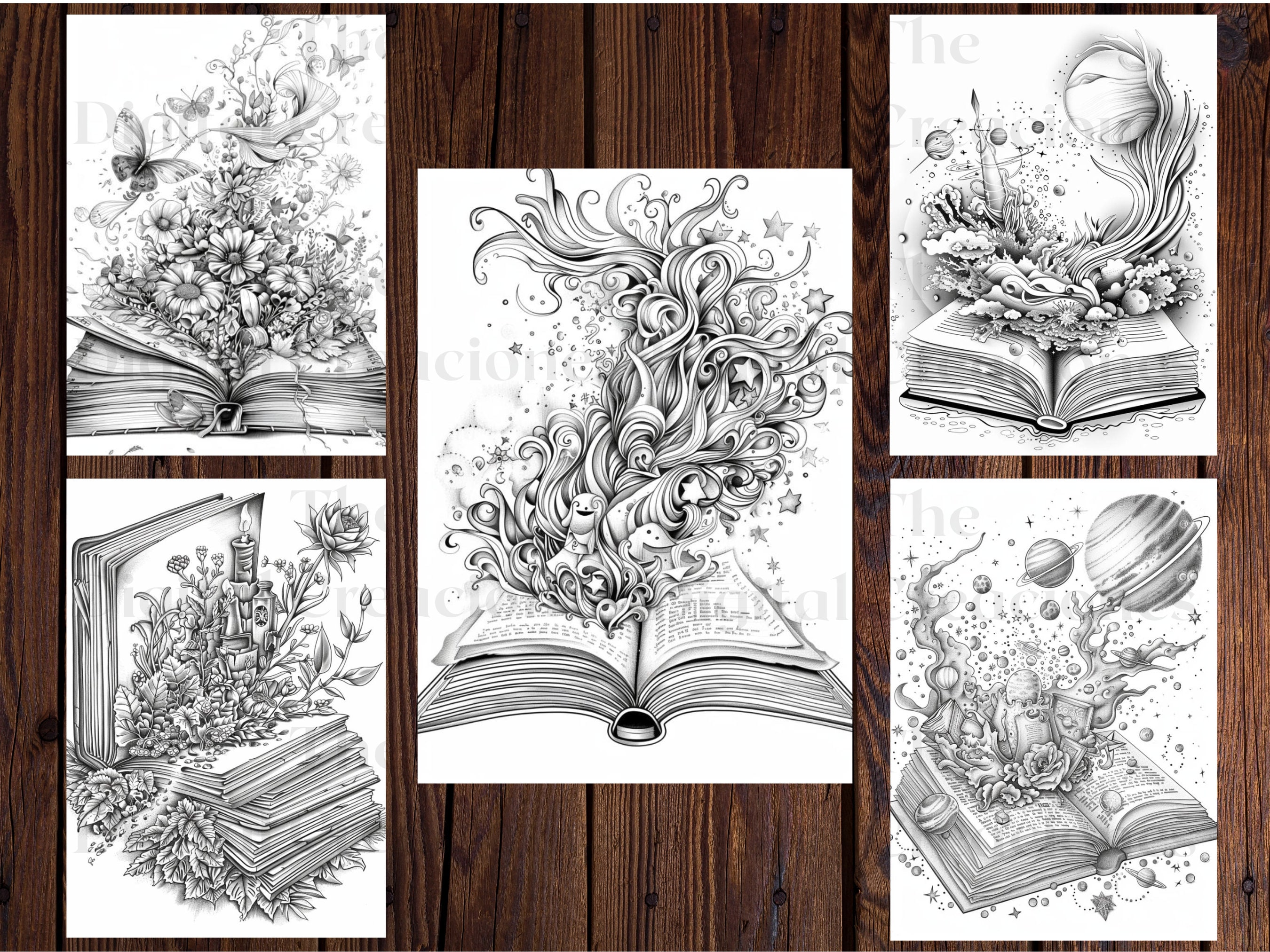 25 Magic Books Coloring Bookopen Fantasy Coloring Book Printable ...