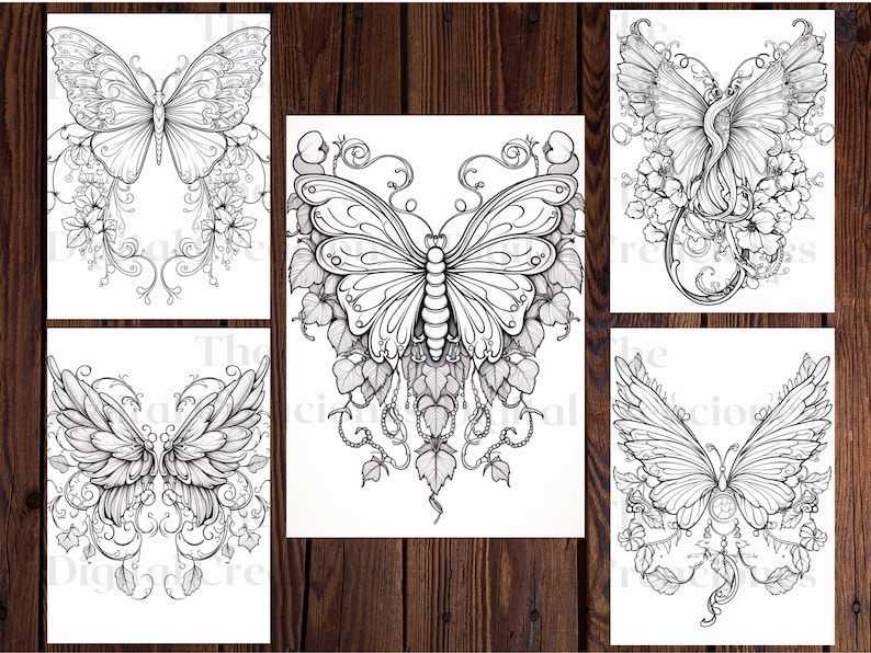 25 Fairy Wings Coloring Book |fairy Magic Wings Butterfly| Adults and ...