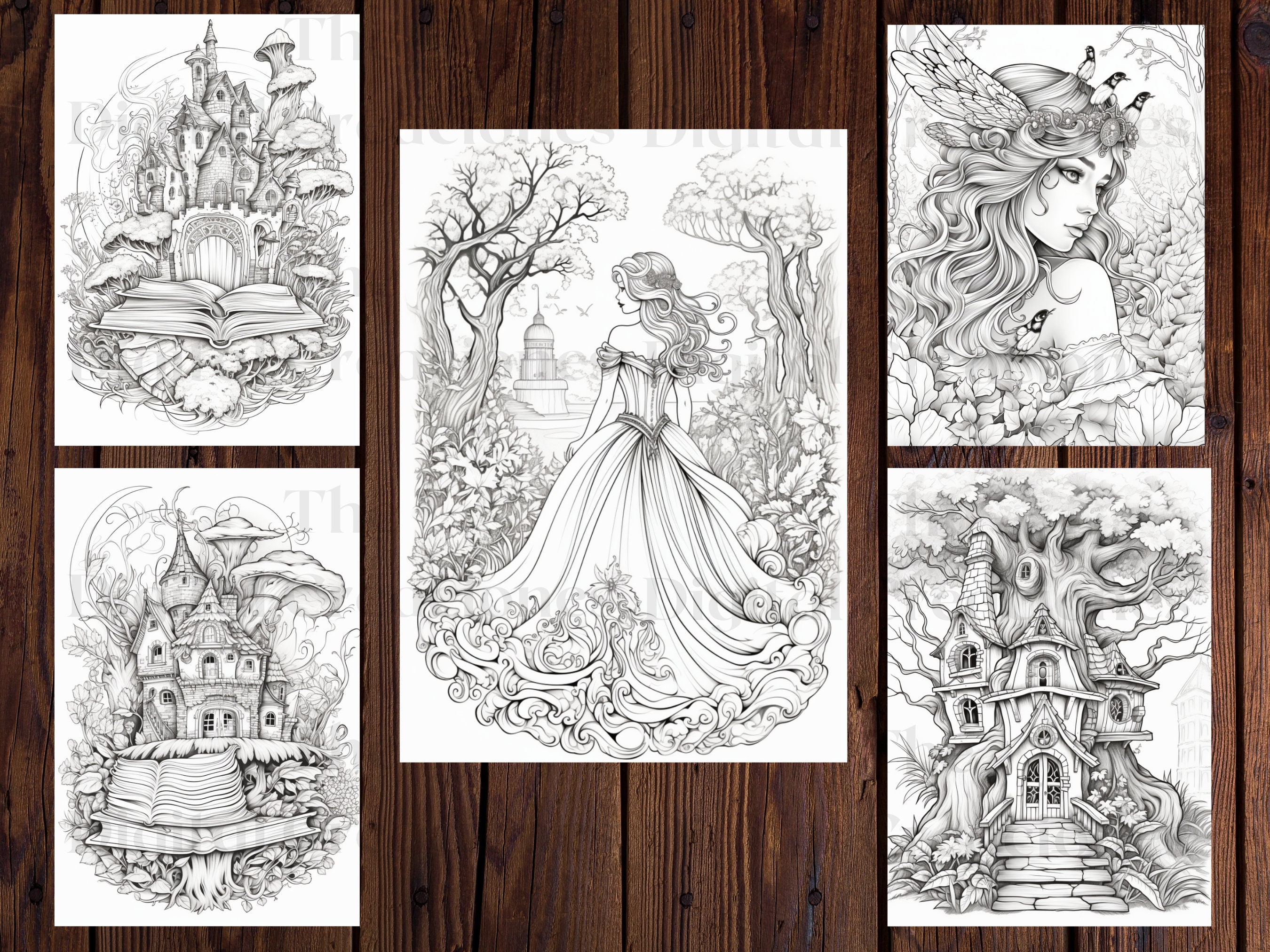 25 Fairytales Coloring Book Princess Castle Adults and Kids Printable ...