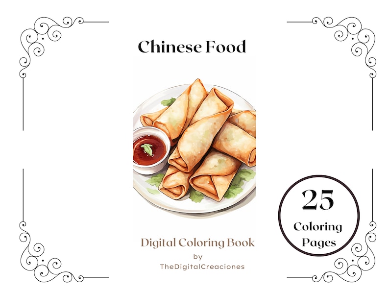 Chinese Food Coloring Book | Grayscale Culinary Art (printable PDF) - Etsy