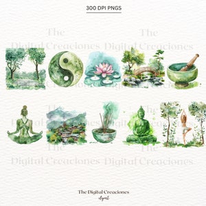 40 Watercolor Yoga Lover Clipart Bundle| Meditation Clip Art| Self Care ...