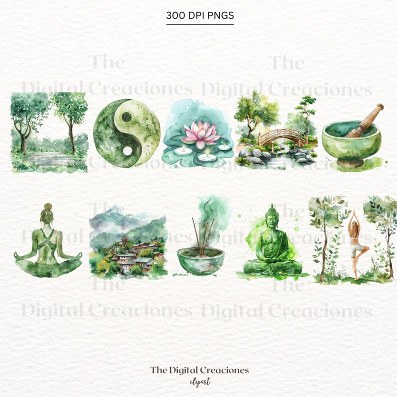 40 Watercolor Yoga Lover Clipart Bundle Meditation Clip Art Self Care ...
