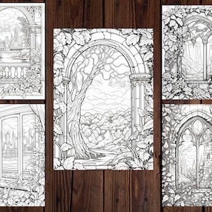 Magical Window Coloring Book | Printable Fantasy Scenes (PNG File) - Etsy