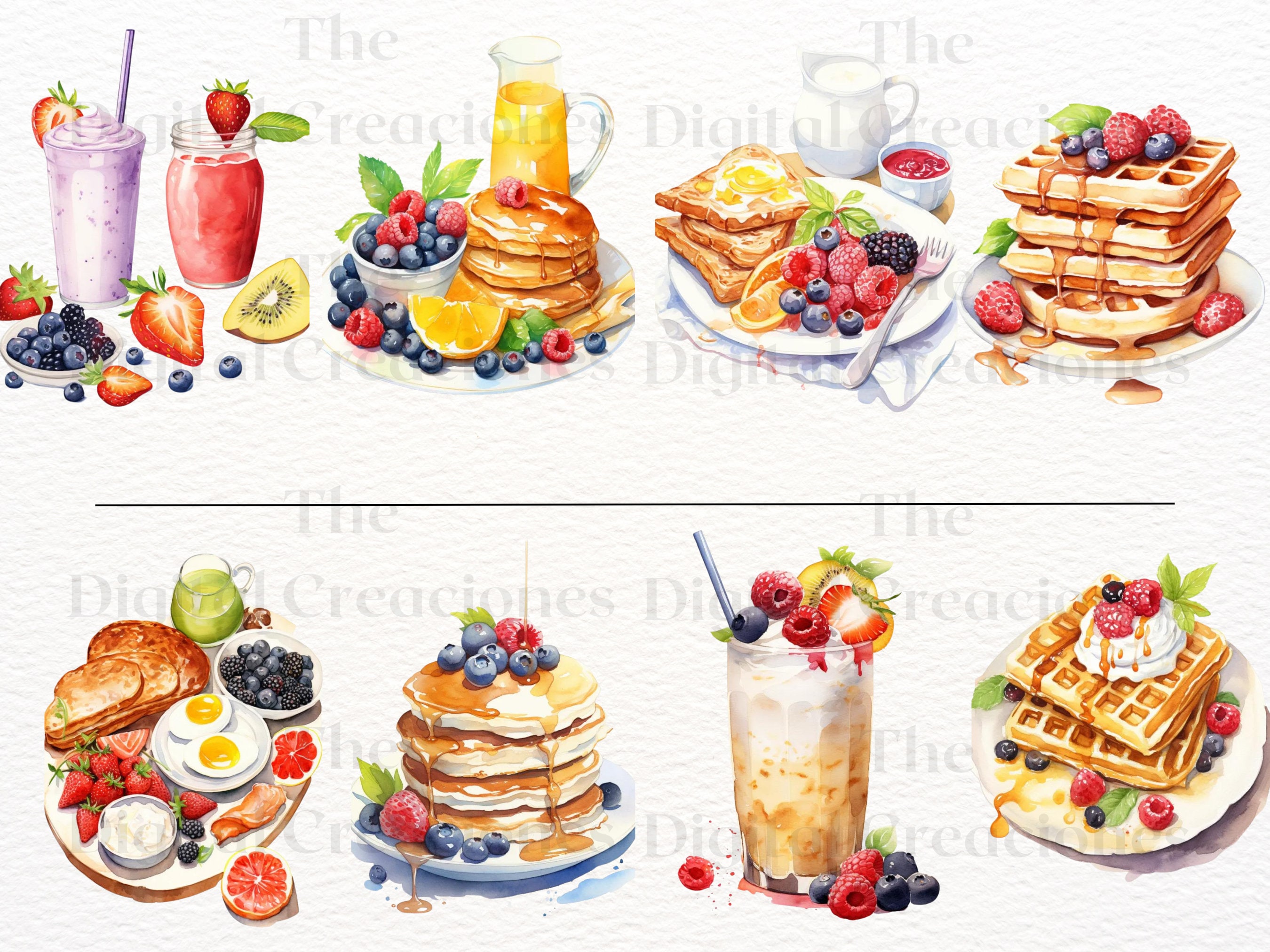 Breakfast Clipart Bundlemenu Bundle Clipart Set40 Watercolour PNG ...