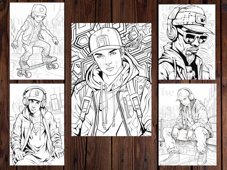 Cool Guys Coloring Book | Graffiti Art, Abstract Designs (digital ...