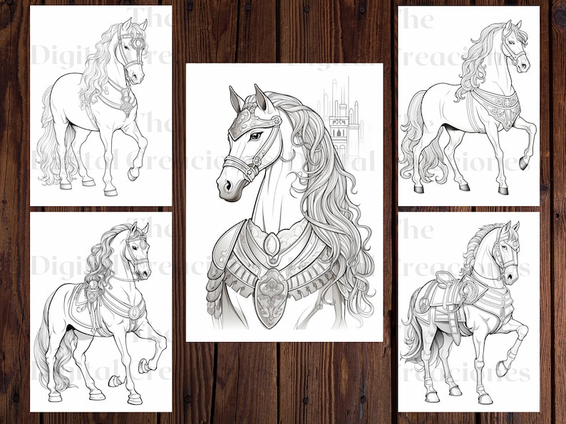 Royal Horses Coloring Book | 25 Unique Printable Pages (PDF) - Etsy