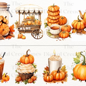 Pumpkin Spice Clipart Bundle-pumpkin Coffee Autumn-40 Images PNG Format ...