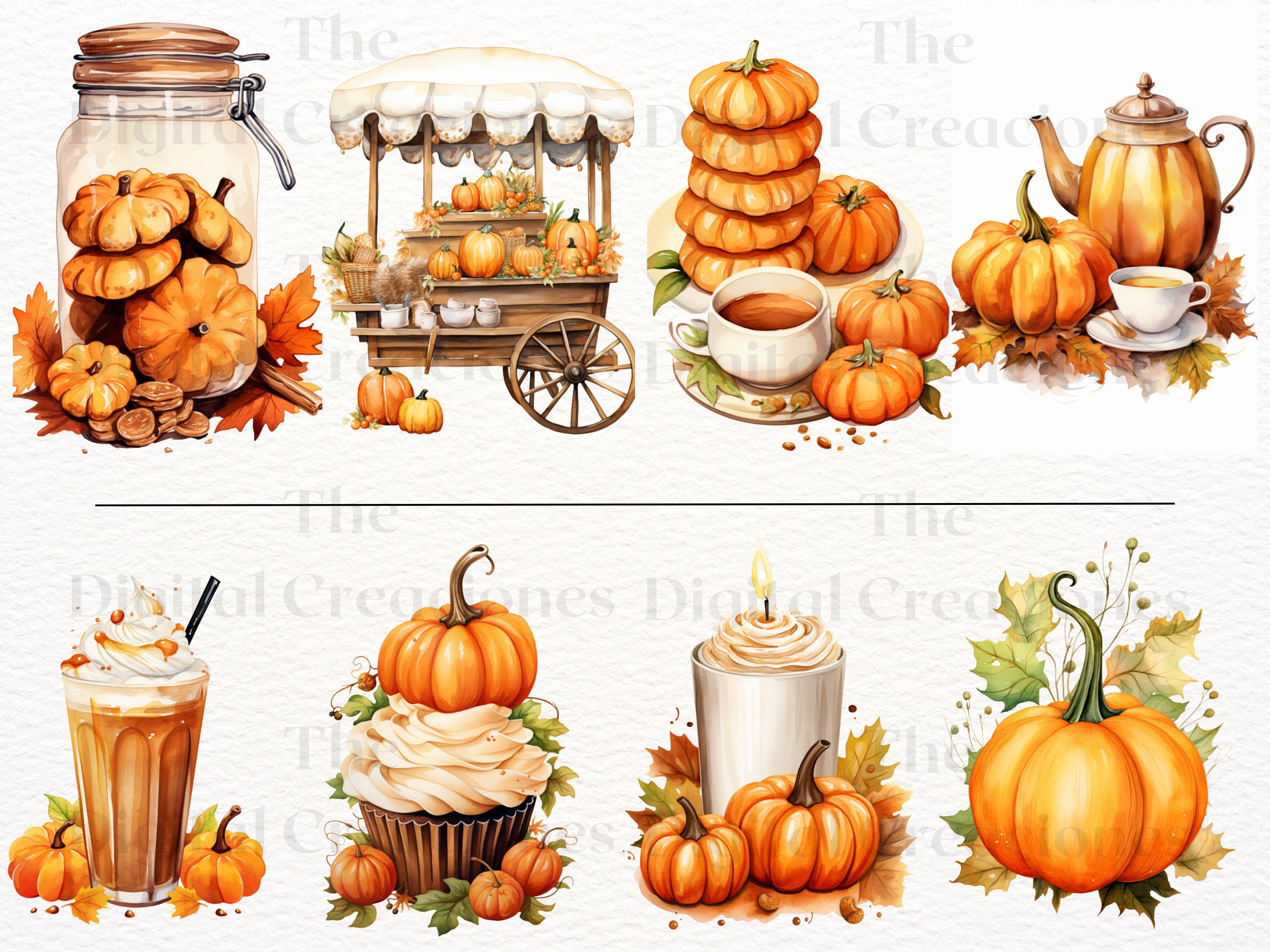 Pumpkin Spice Clipart Bundle-pumpkin Coffee Autumn-40 Images PNG Format ...