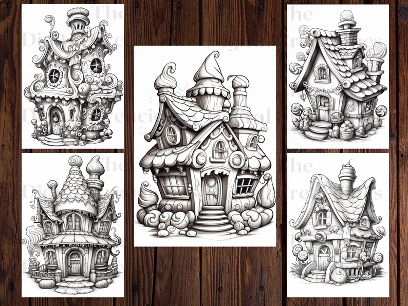 25 Candy House Coloring Book Printable Candy Coloring Pages Grayscale ...