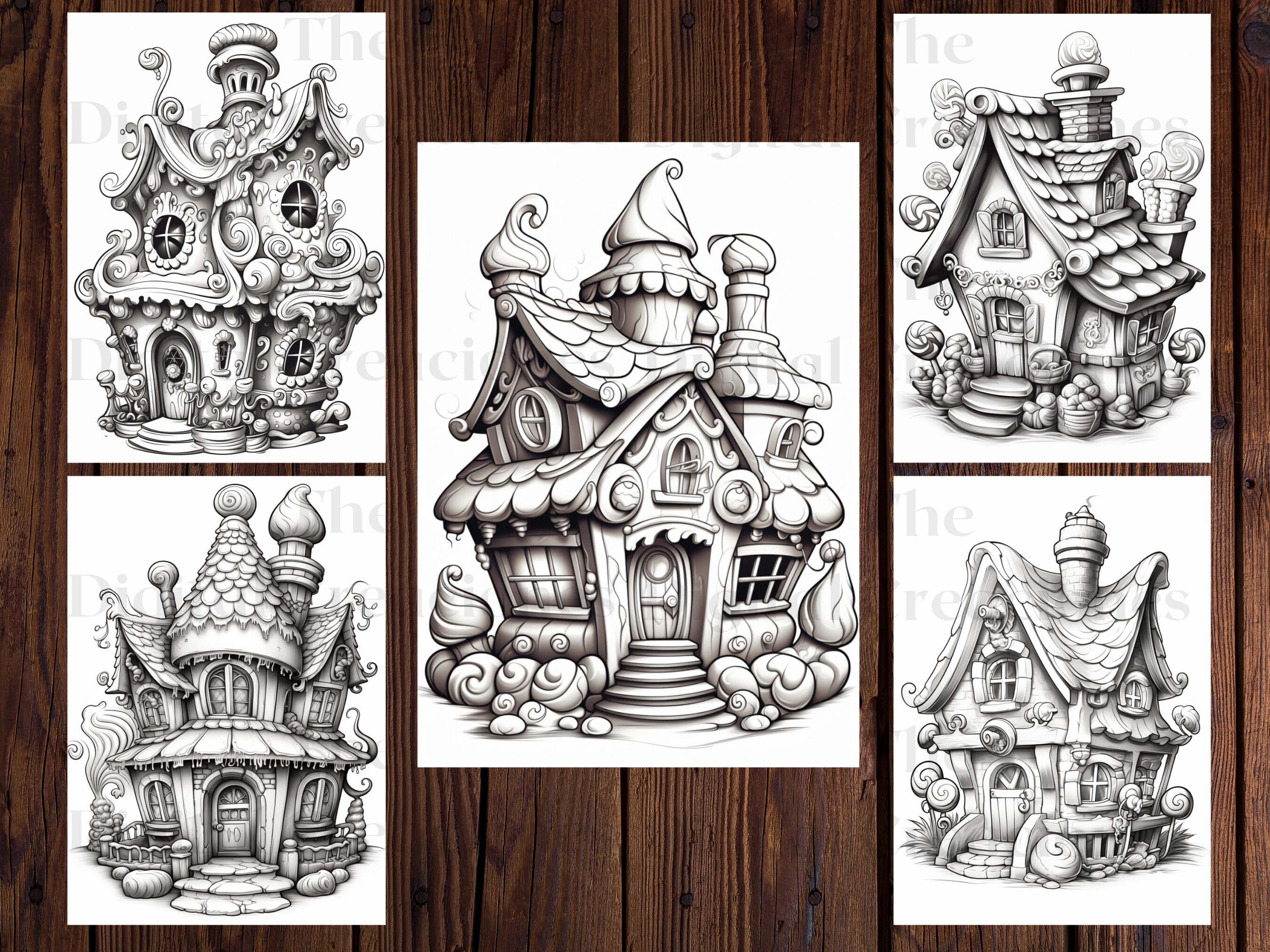 25 Candy House Coloring Book Printable Candy Coloring Pages Grayscale ...