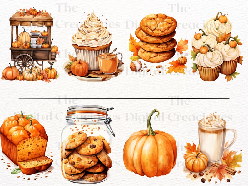 Pumpkin Spice Clipart Bundle-pumpkin Coffee Autumn-40 Images PNG Format ...