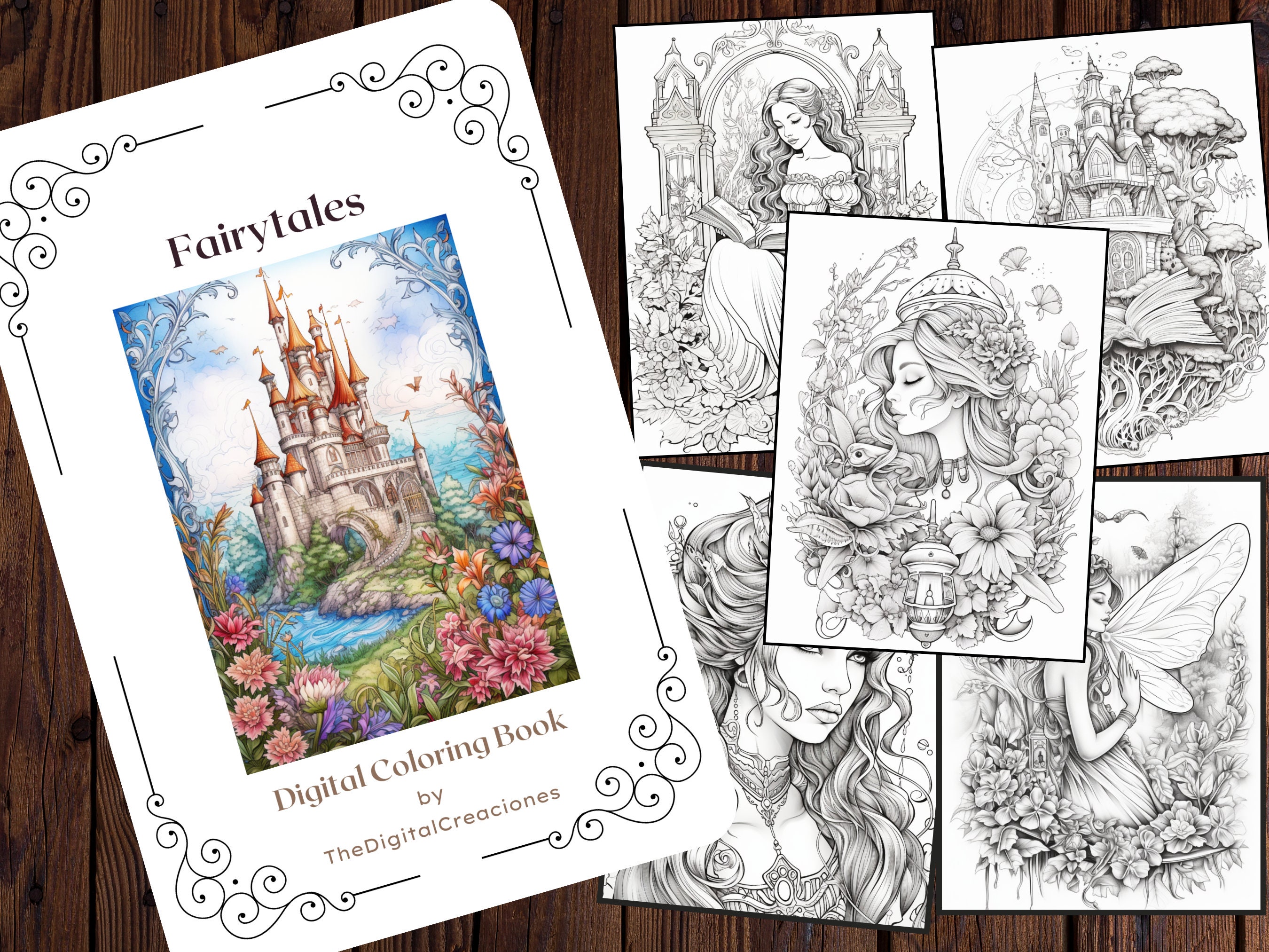 25 Fairytales Coloring Book Princess Castle Adults and Kids Printable ...