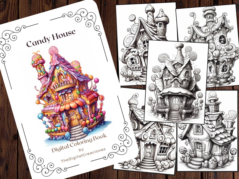 25 Candy House Coloring Book Printable Candy Coloring Pages Grayscale ...