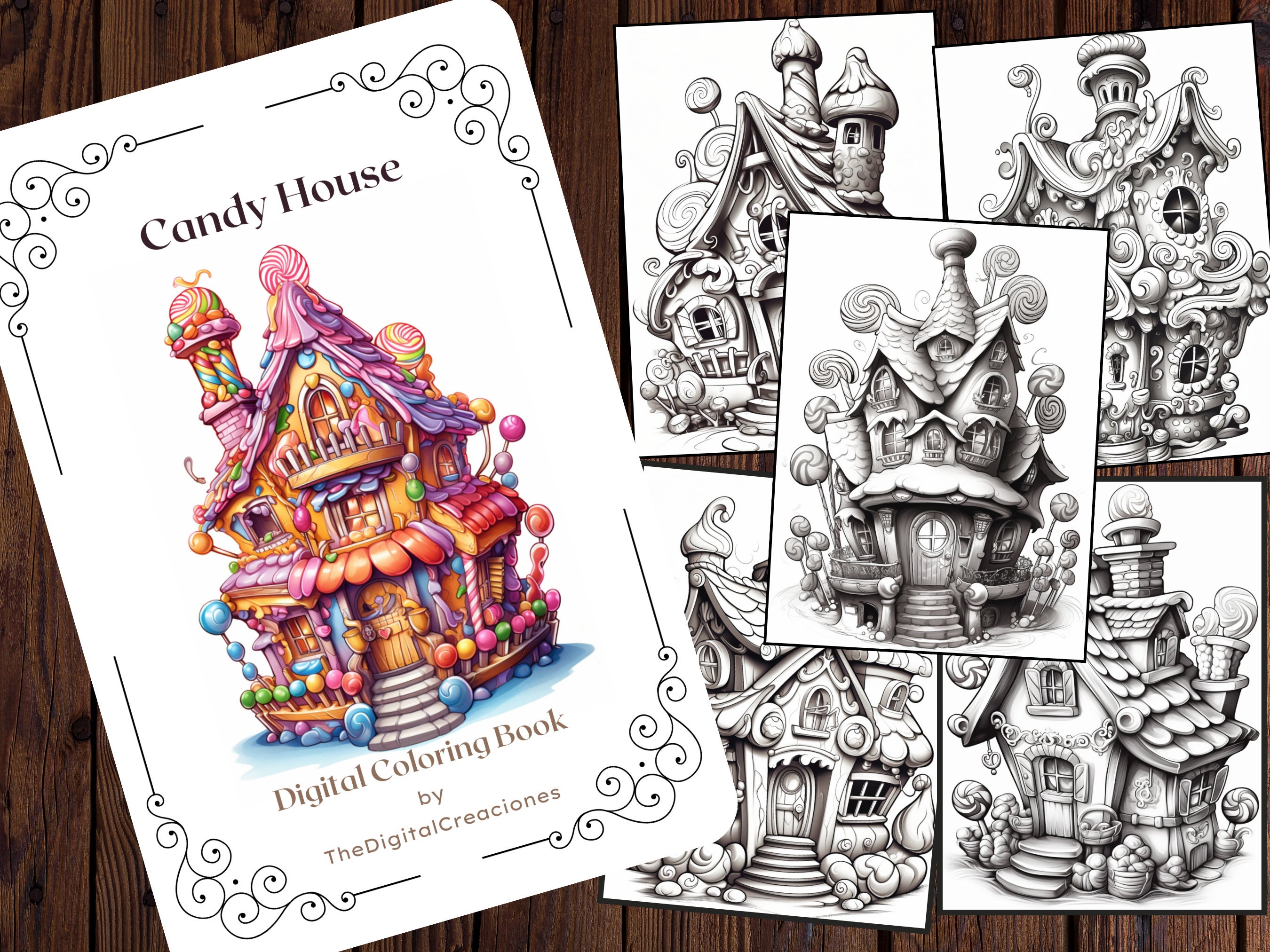 25 Candy House Coloring Book Printable Candy Coloring Pages Grayscale ...