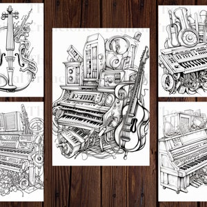 25 Musical Instruments Coloring Book|graffiti Style |adults and Kids ...