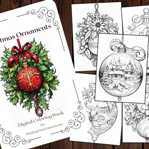 25 Christmas Ornaments Coloring Book|merry Christmas|printable Adults ...