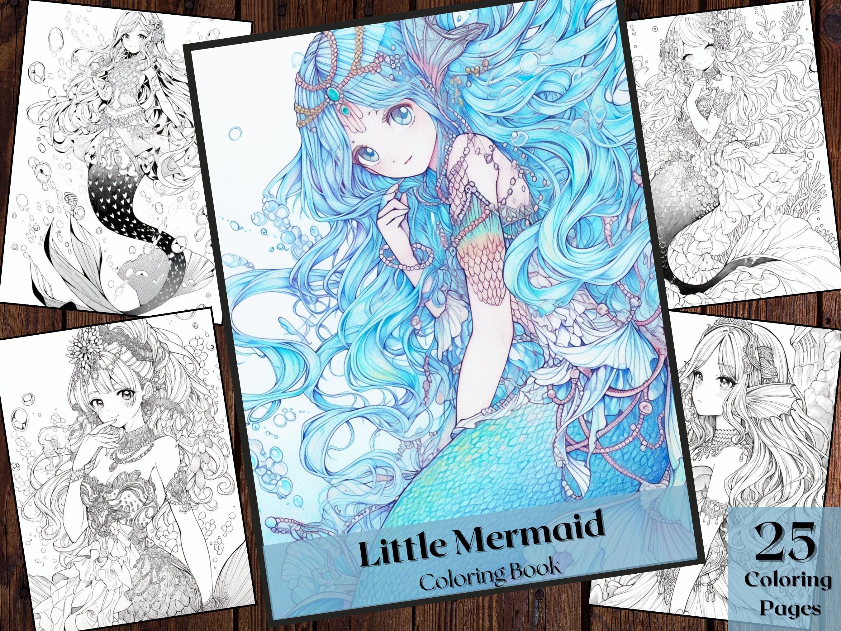 25 Little Mermaid Coloring Book |printable Enchanted Underwater ...