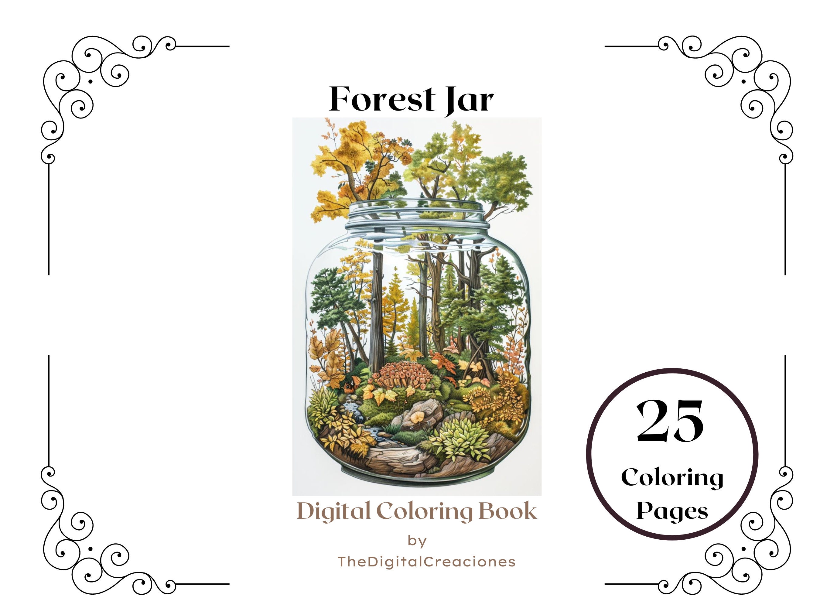 25 Enchanted Forest Jars Coloring Bookprintable Magical Forest Coloring ...