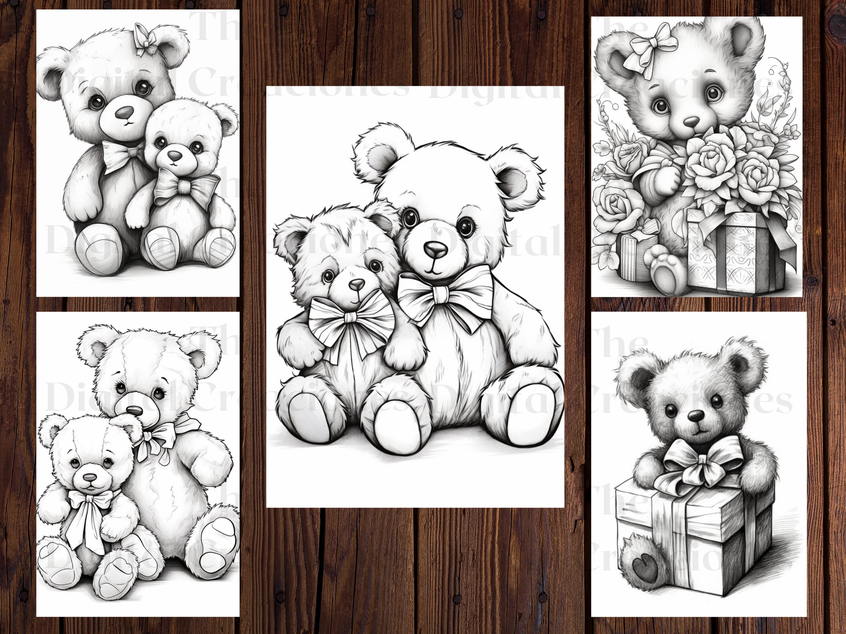 Teddy Bear Coloring Book 25 Adults and Kids Printable Coloring Books ...