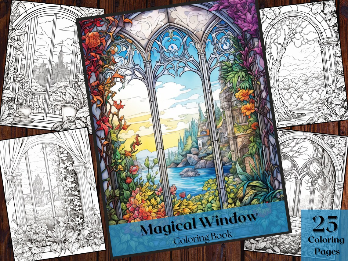 Magical Window Coloring Book 25 Adults and Kids Printable Coloring ...