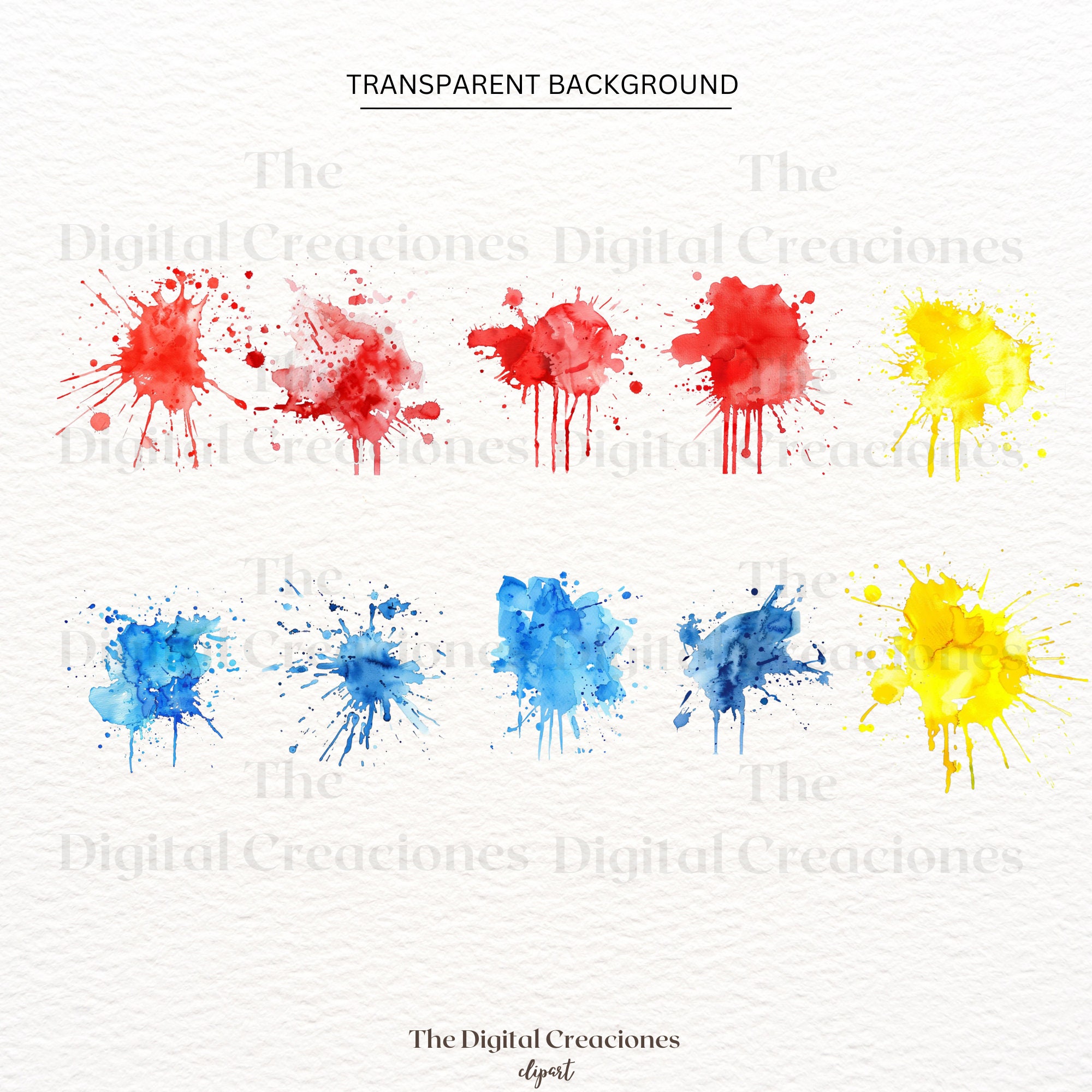 40 Watercolor Paint Splatter Clipart | Color Splash & Alcohol Ink PNG ...