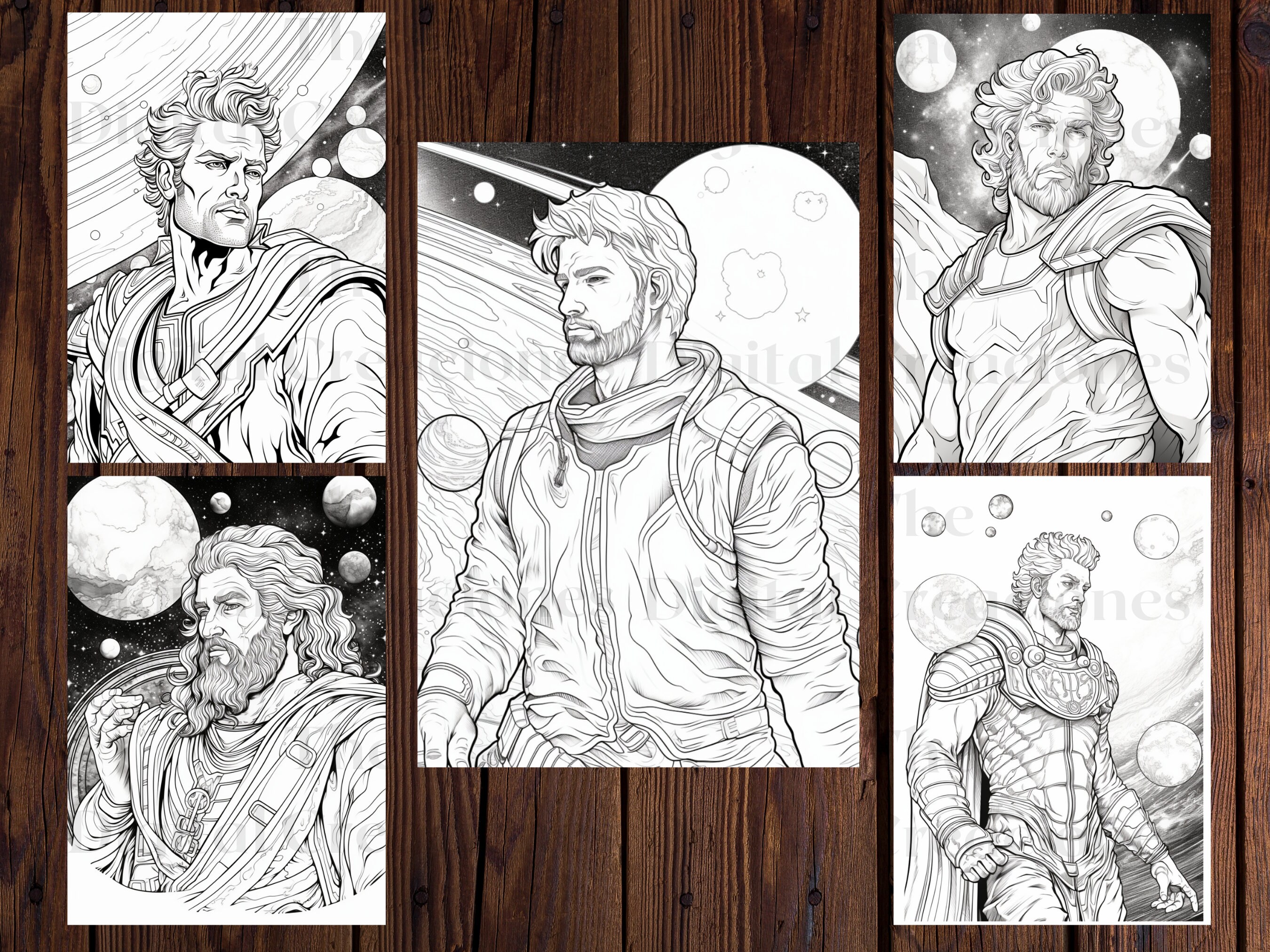 25 Space Hero Coloring Book|outer Space Moon Planets Colouring |adults ...