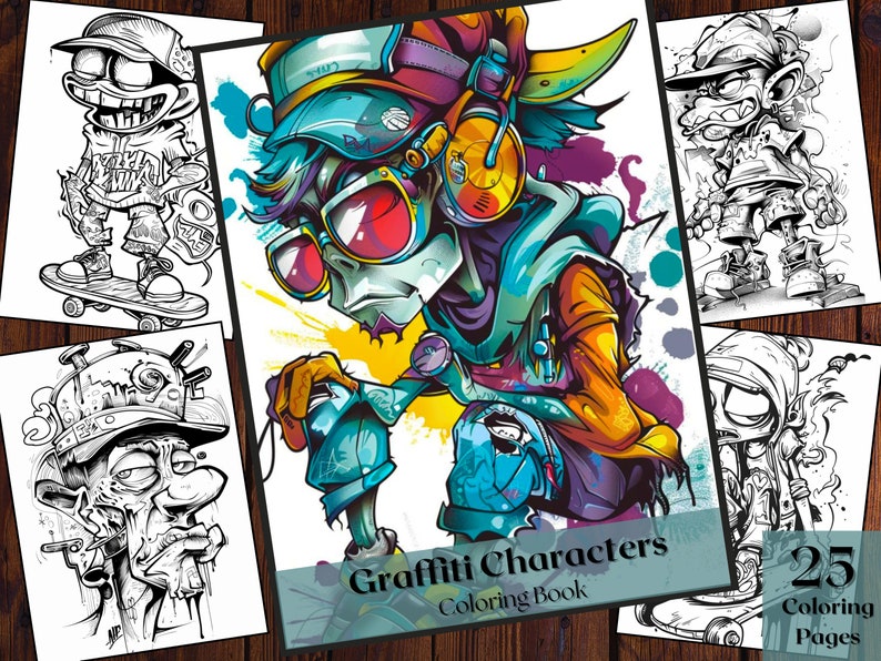 Graffiti Character Coloring Book | 25 Abstract Street Art Pages ...