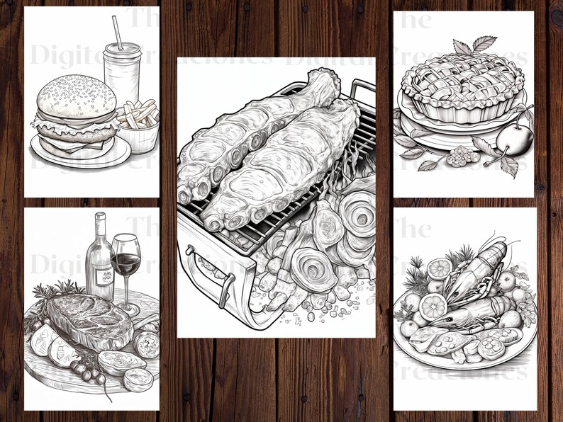 American Food Coloring Book 25 Adults and Kids Printable Coloring Books ...