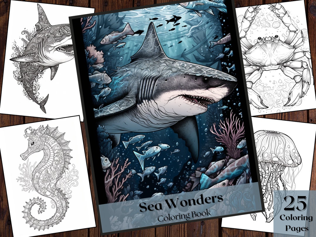 25 Sea Wonders Coloring Book |ocean Animals Fish | Adults and Kids ...
