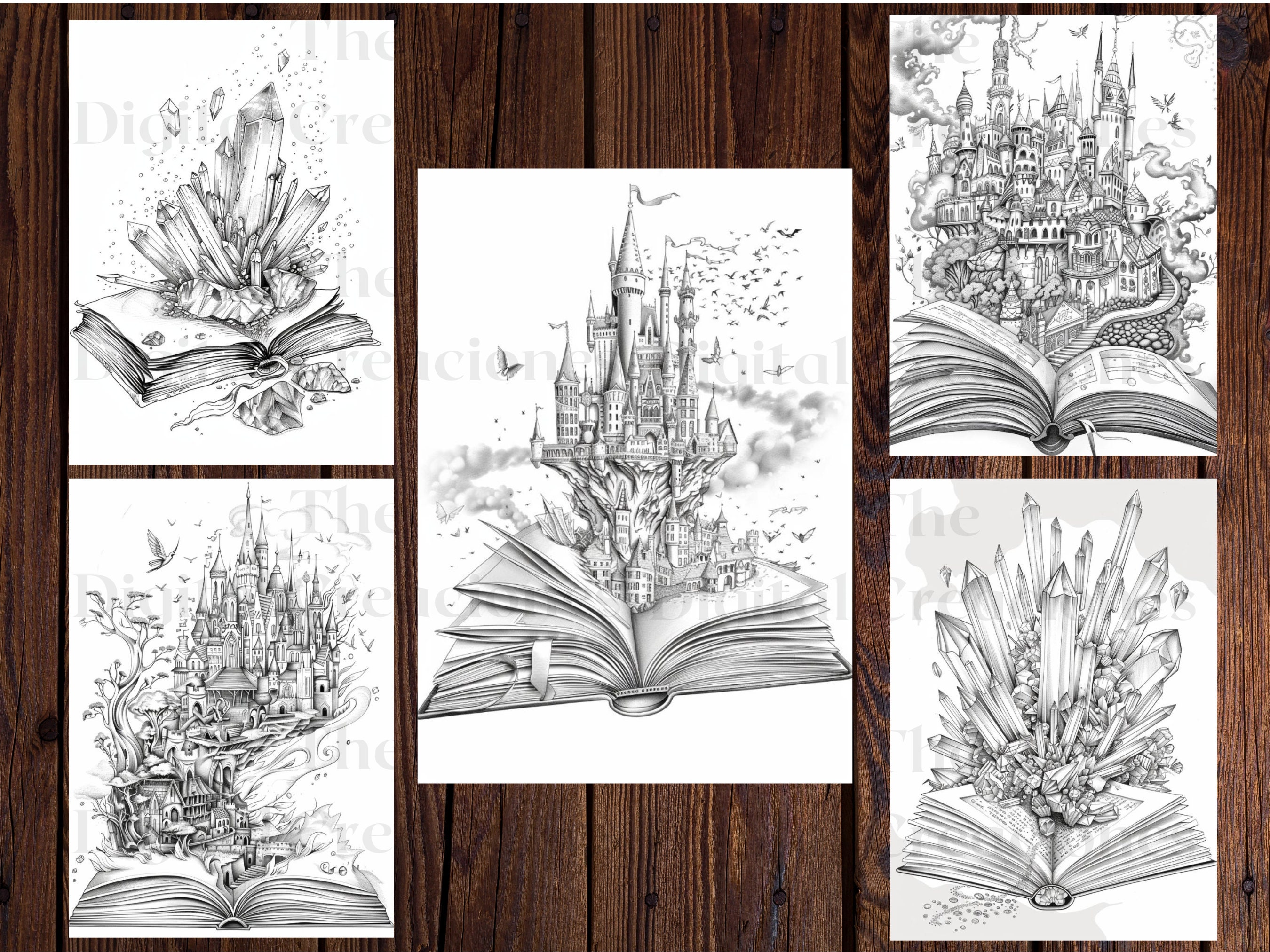 25 Magic Books Coloring Bookopen Fantasy Coloring Book Printable ...