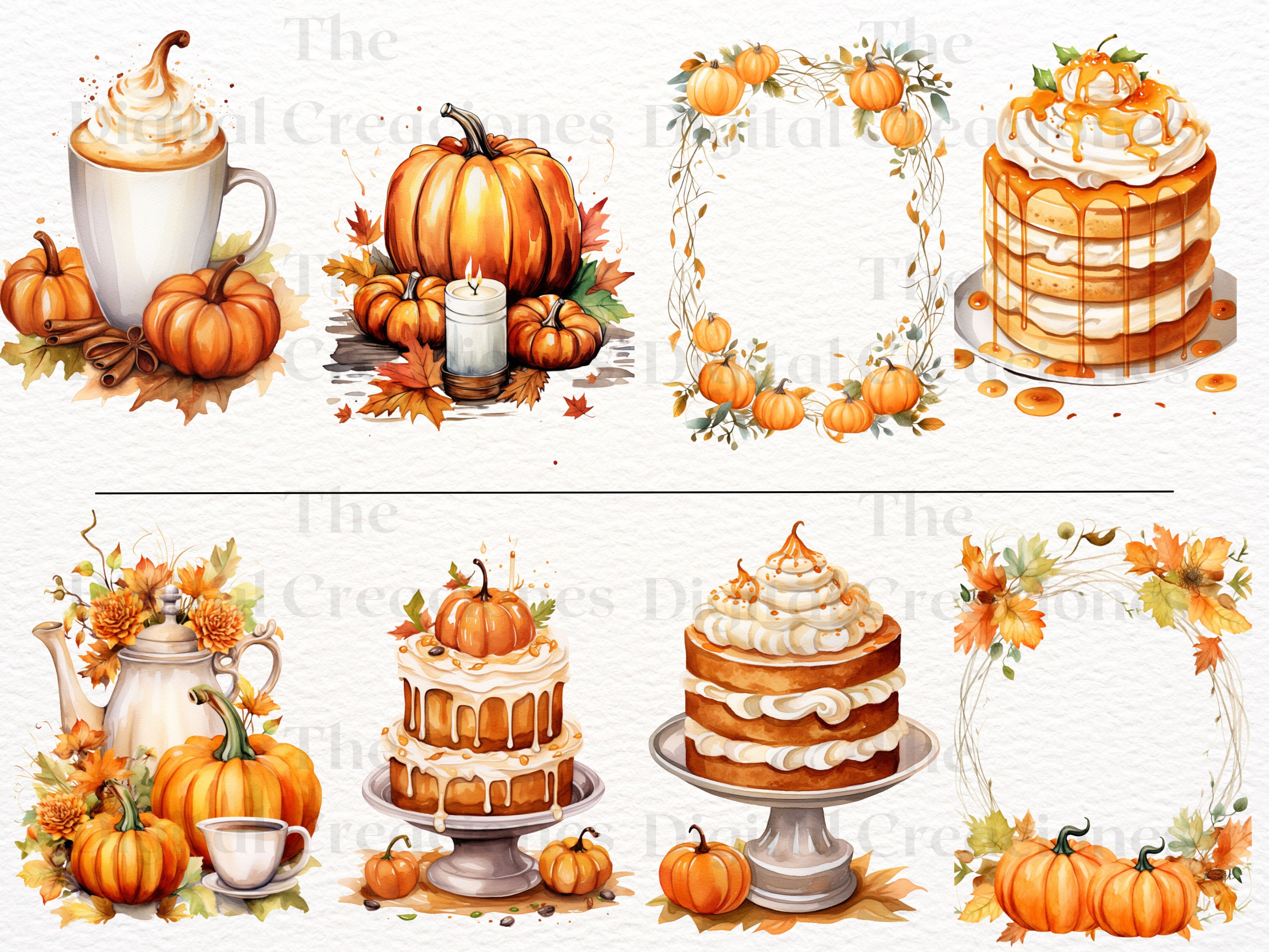 Pumpkin Spice Clipart Bundle-pumpkin Coffee Autumn-40 Images PNG Format ...