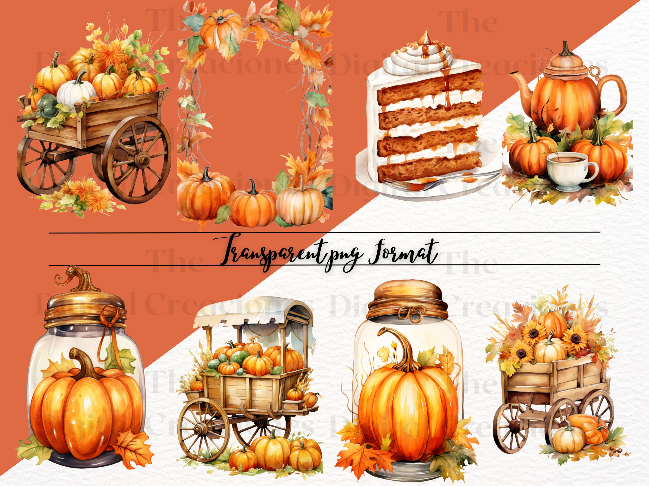 Pumpkin Spice Clipart Bundle-pumpkin Coffee Autumn-40 Images PNG Format ...