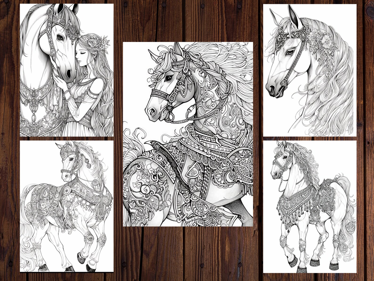 25 Majestic Horses Coloring Book Adults and Kids Printable Coloring ...