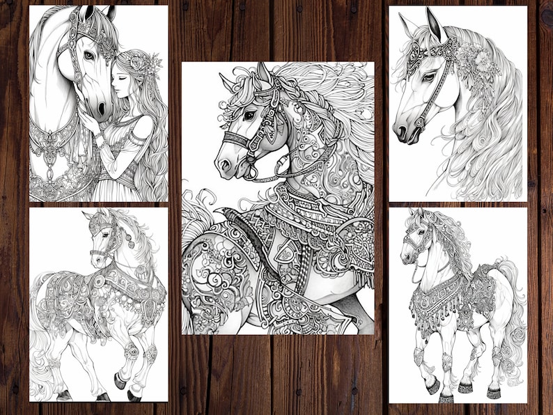 25 Majestic Horses Coloring Book Adults and Kids Printable Coloring ...