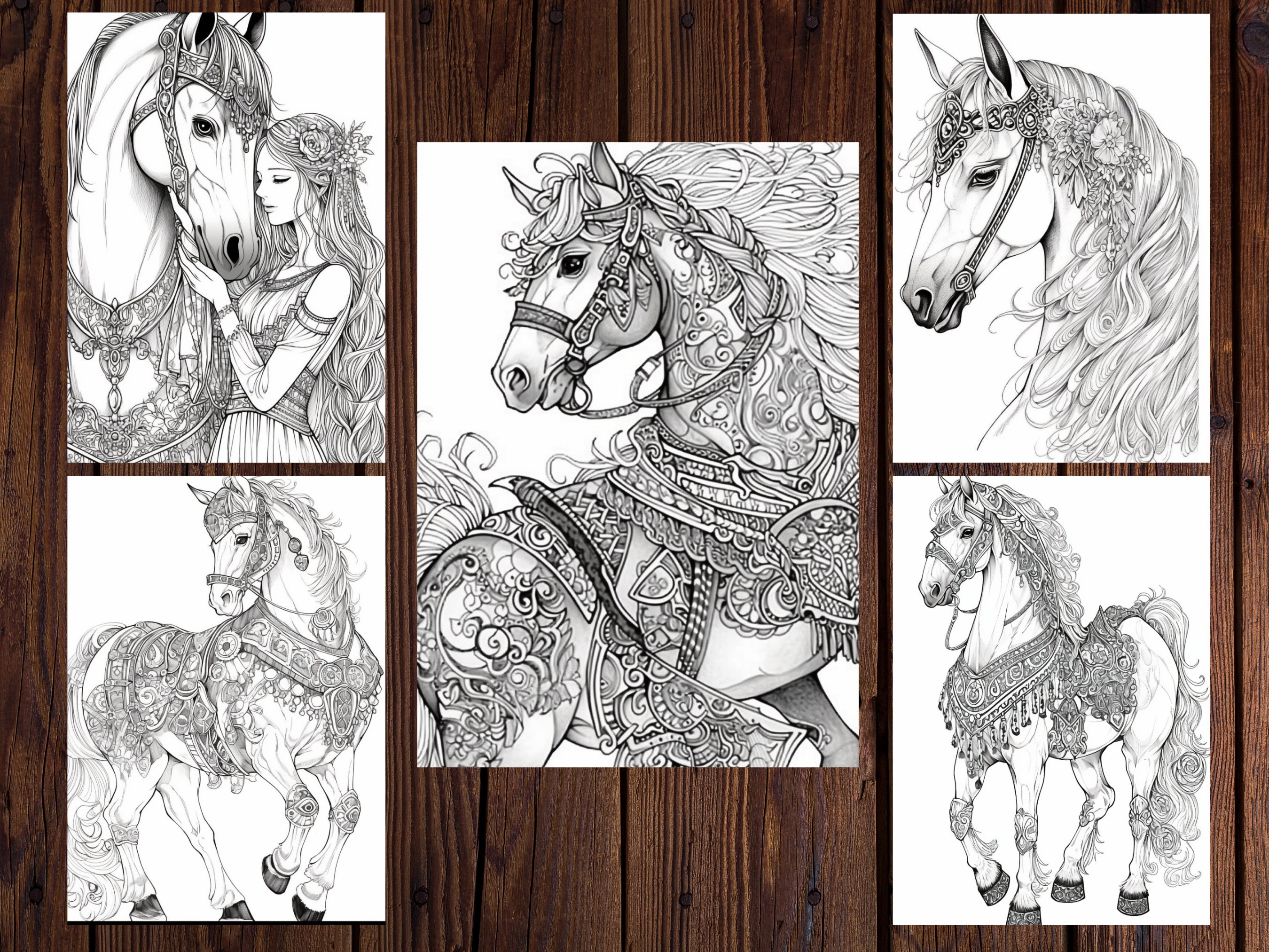 25 Majestic Horses Coloring Book Adults and Kids Printable Coloring ...