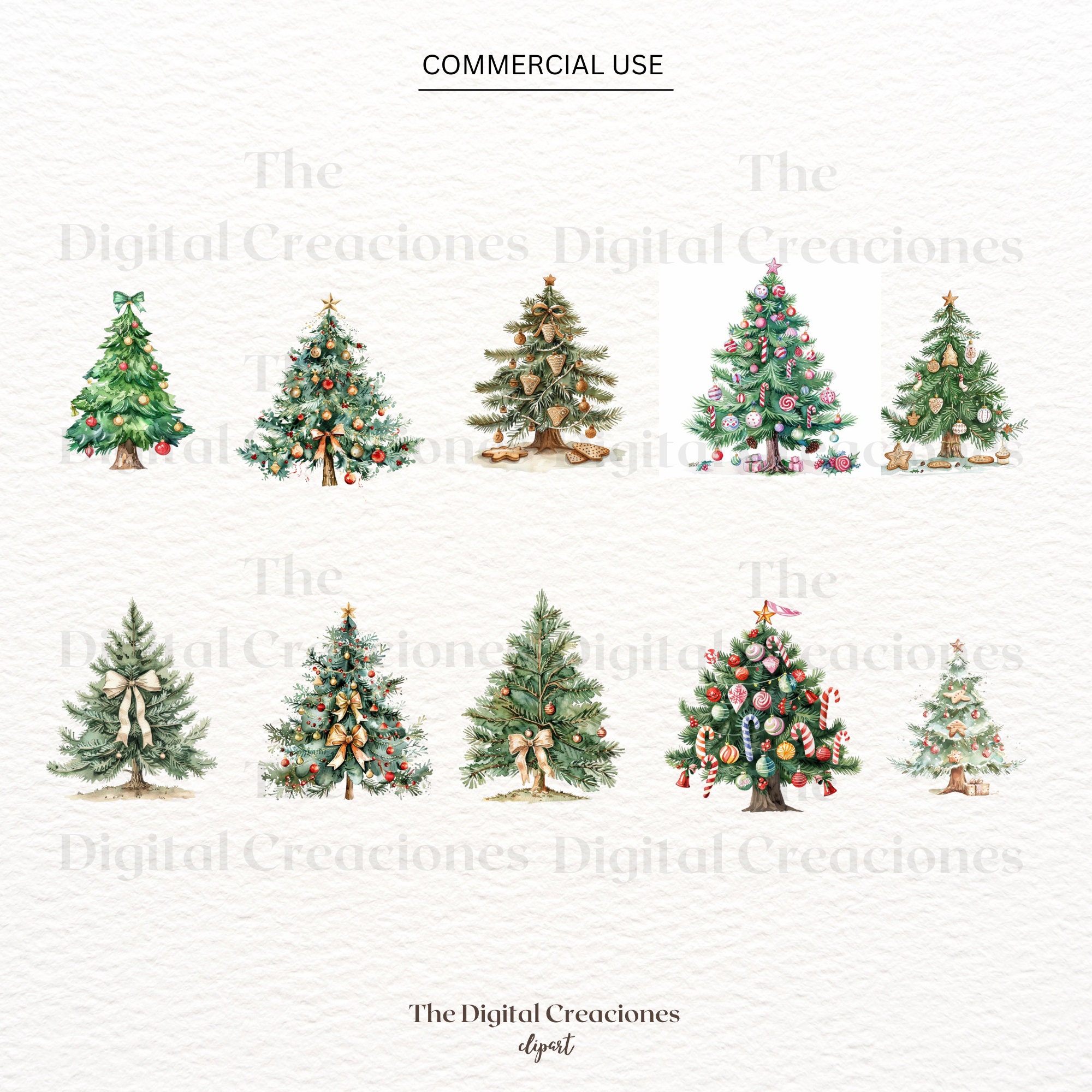 40 Watercolor Christmas Trees Clipart | Painted Tree Clipart ...