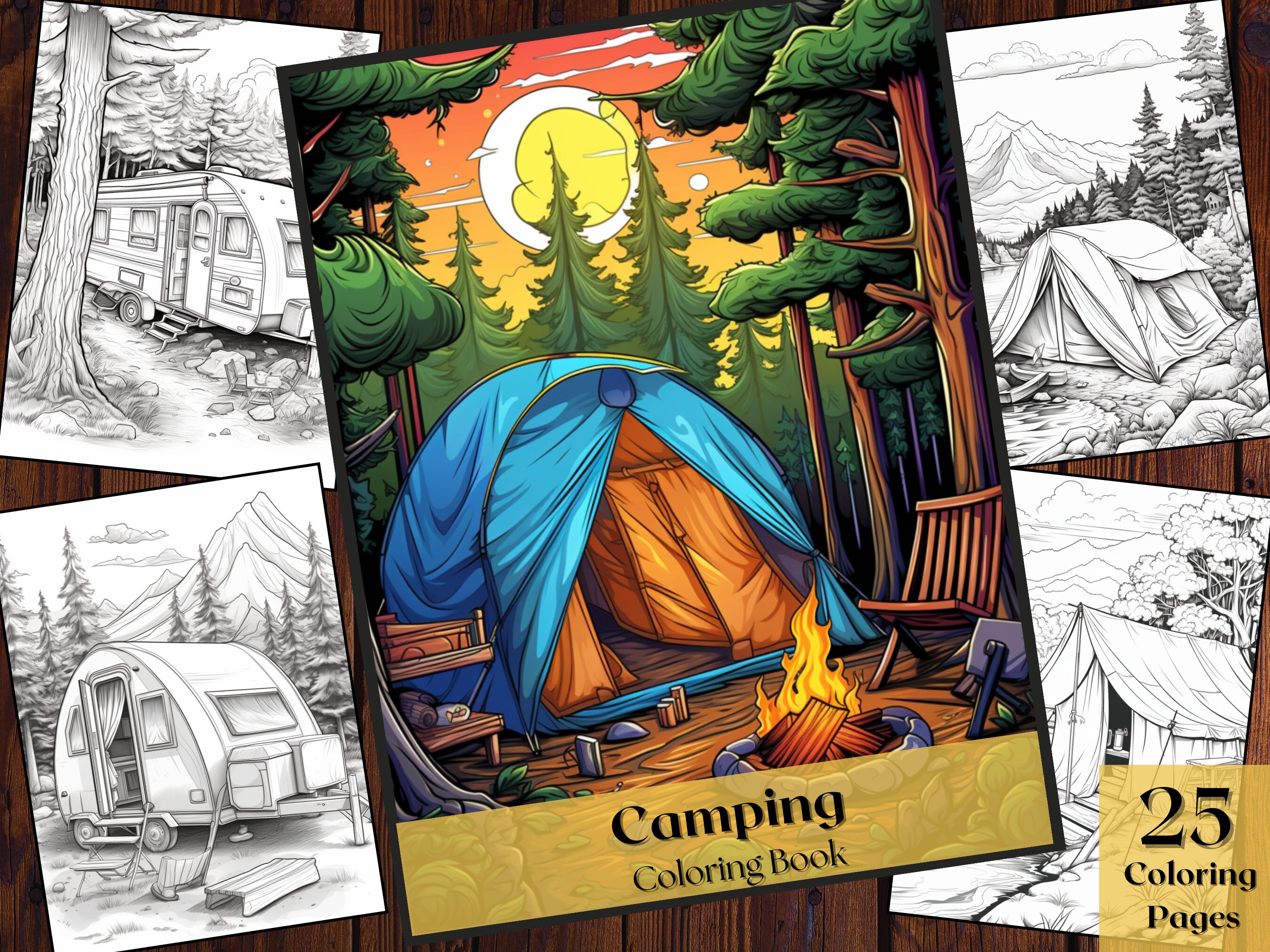 25 Camping Coloring Book camp Coloring Pagescampervan Colouring Sheets ...