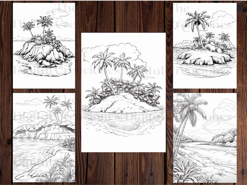 25 Tropical Island Coloring Book|beautiful Tropical Beaches|printable ...