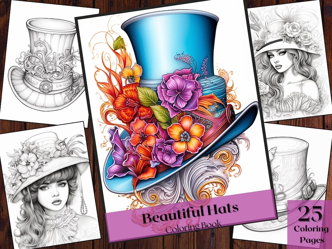 25 Beautiful Hat Coloring Page|blooming Hat Coloring|flowers Coloring ...