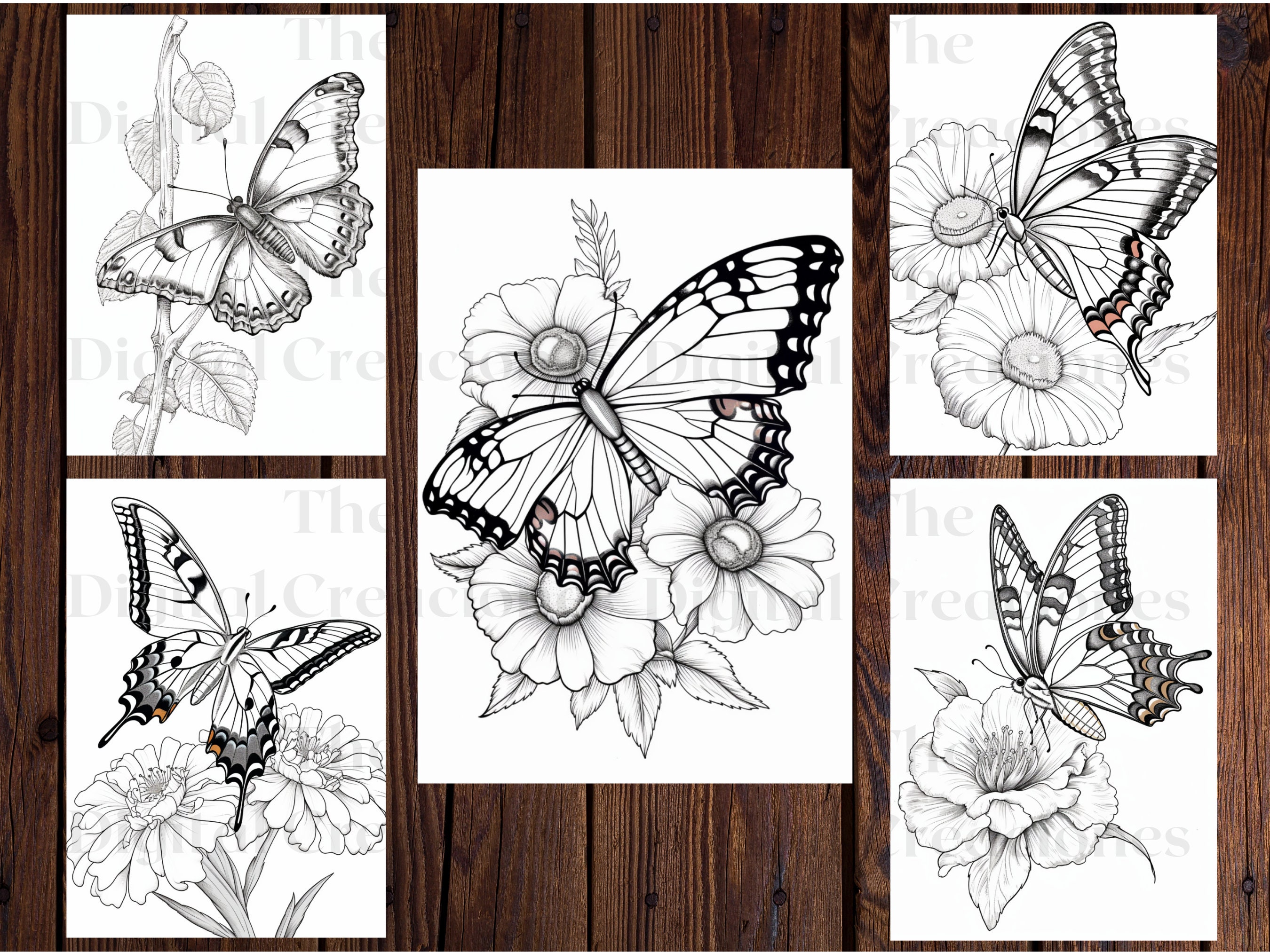25 Butterflies Coloring Book printable Flower Butterflies Coloring ...