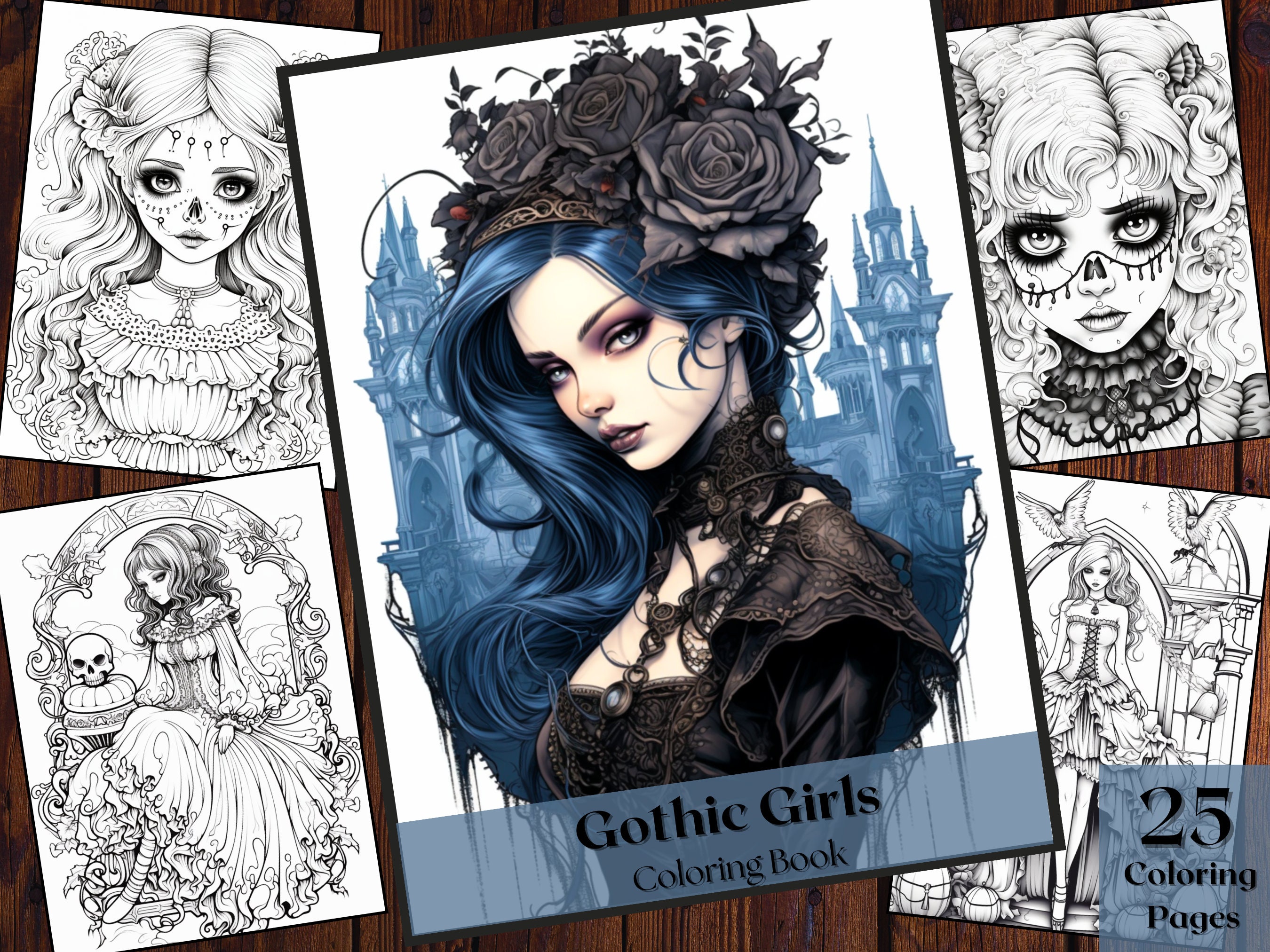25 Gothic Girls Coloring Bookprintable Goth Punk Woman Coloring ...