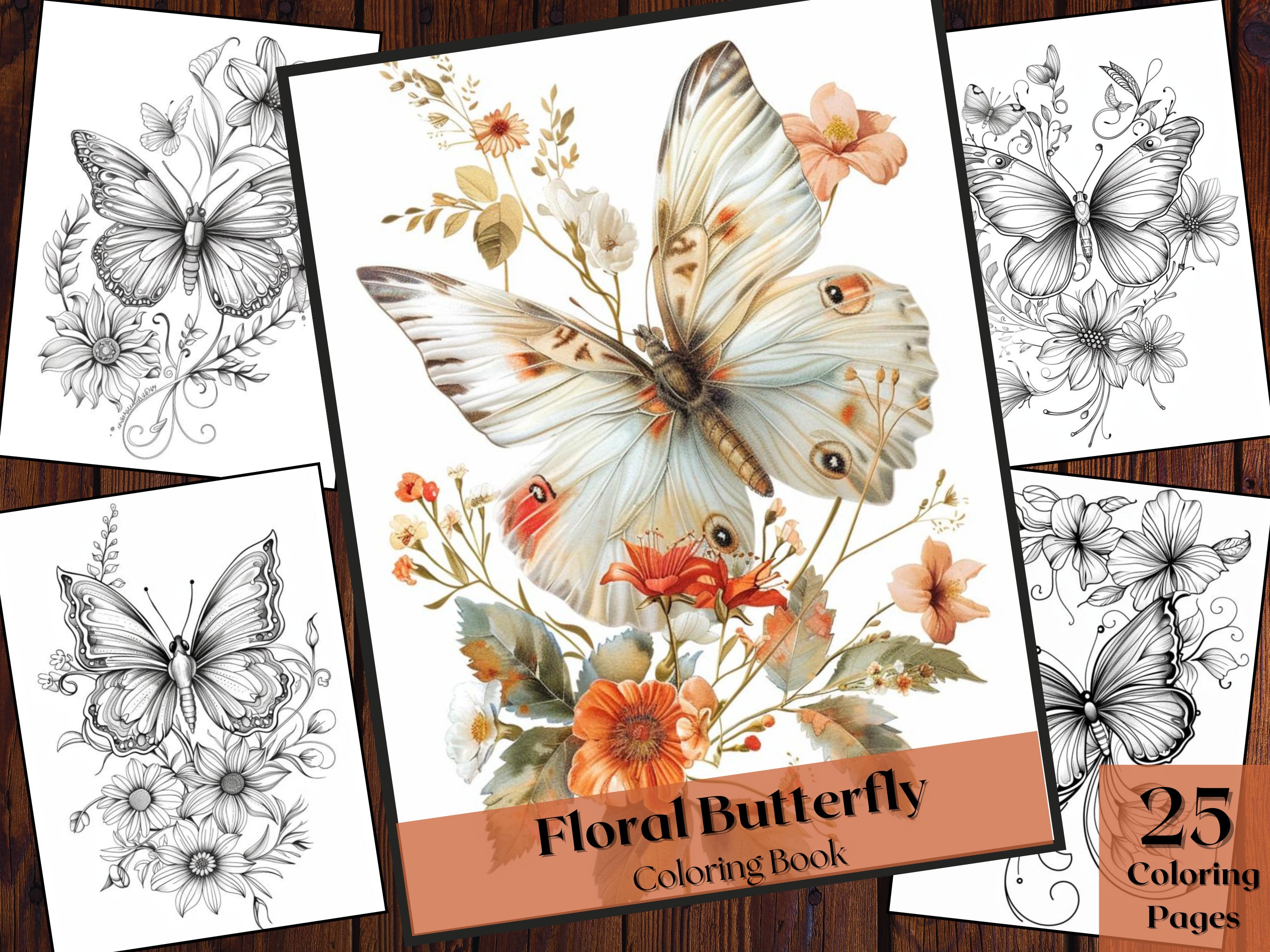 25 Floral Butterfly Coloring Bookprintable Flower Butterflies Coloring ...